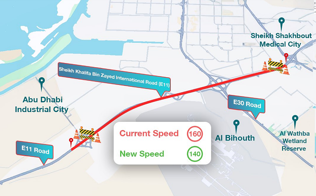 Abu Dhabi Cuts Speed Limits on 2 Key Roads Starting April 14