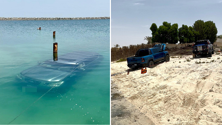 UAE: Car 'fully submerged' under water pulled out in 3.5-hour rescue ...
