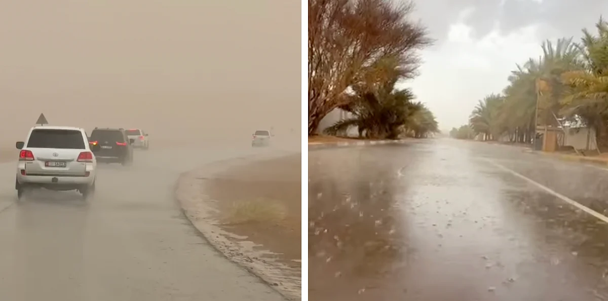 Watch: Heavy rains in UAE cause low visibility; orange alert issued ...