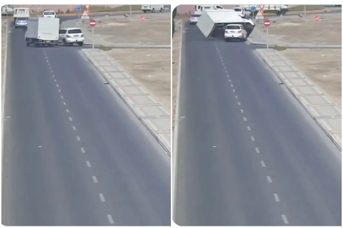 Video: Abu Dhabi Police warn of Dh400 fine as car entering road causes ...