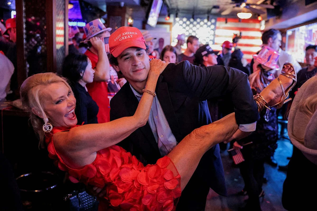 Dancing Trump supporters revel in victory speech, with Democrats ...