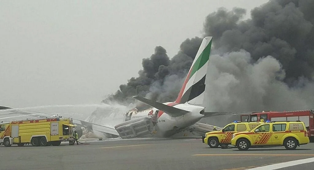 Emirates flight EK521 in flames | Khaleej Times