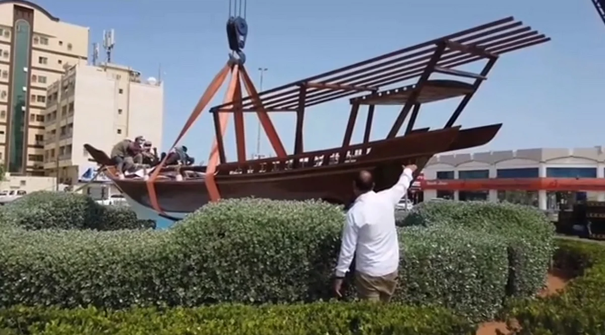 Photos: Iconic ship back at UAE roundabout after 7-month facelift ...