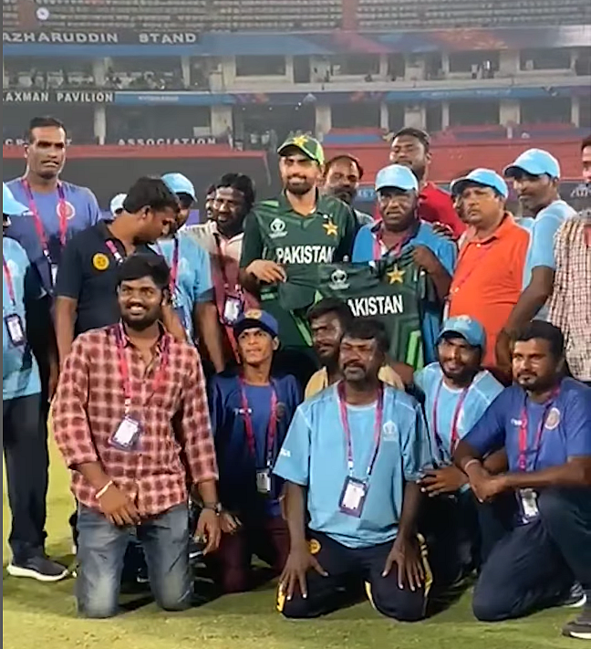 Watch: Babar Azam gifts jersey to ground staff in Hyderabad after ...