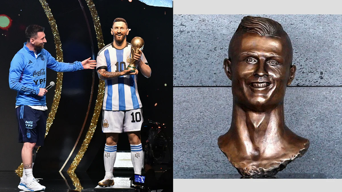 Battle of the statues: Fans troll Ronaldo yet again after Messi ...
