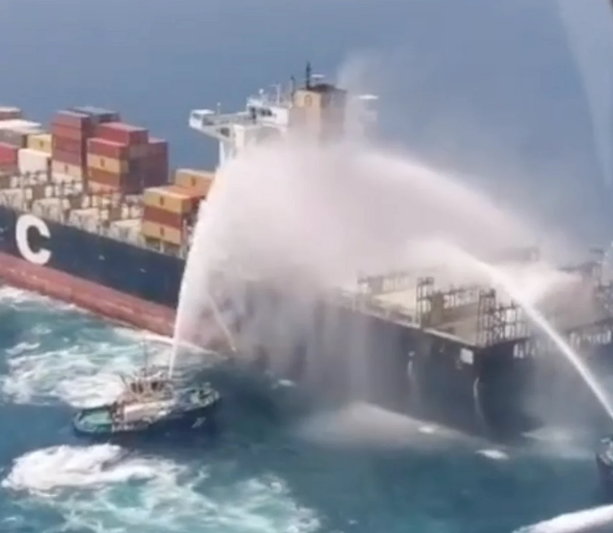 Watch: Injured man rescued as fire breaks out on ship in UAE waters ...