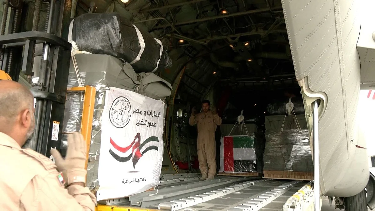 Watch: UAE, Egypt airdrop 53 tonnes of humanitarian aid in Gaza ...