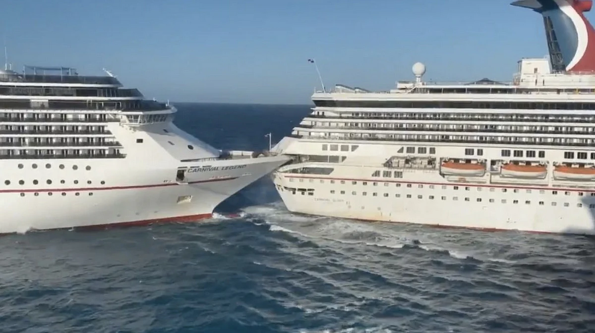 Video: Terrifying moment two massive cruise ships crashed into each ...