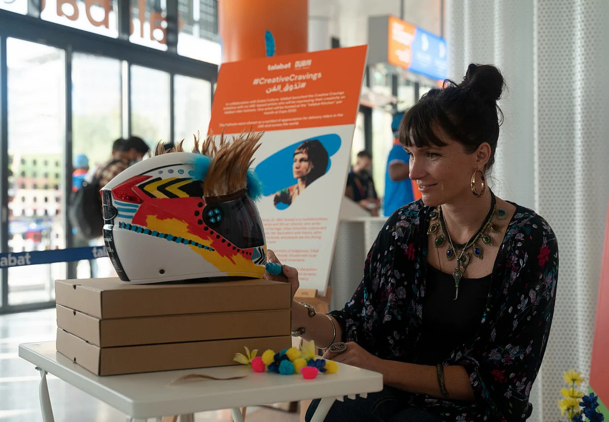These UAE-based artists adorn talabat rider helmets with art | Khaleej ...