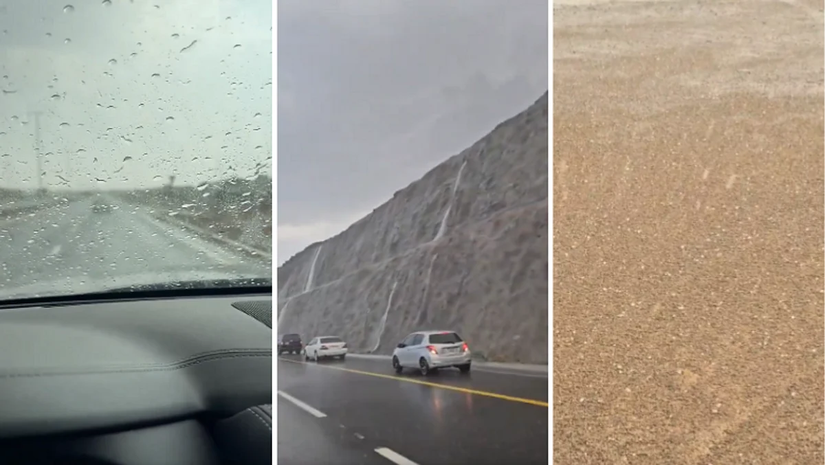 Watch: Hail, heavy rains lash UAE; stunning waterfalls form in ...