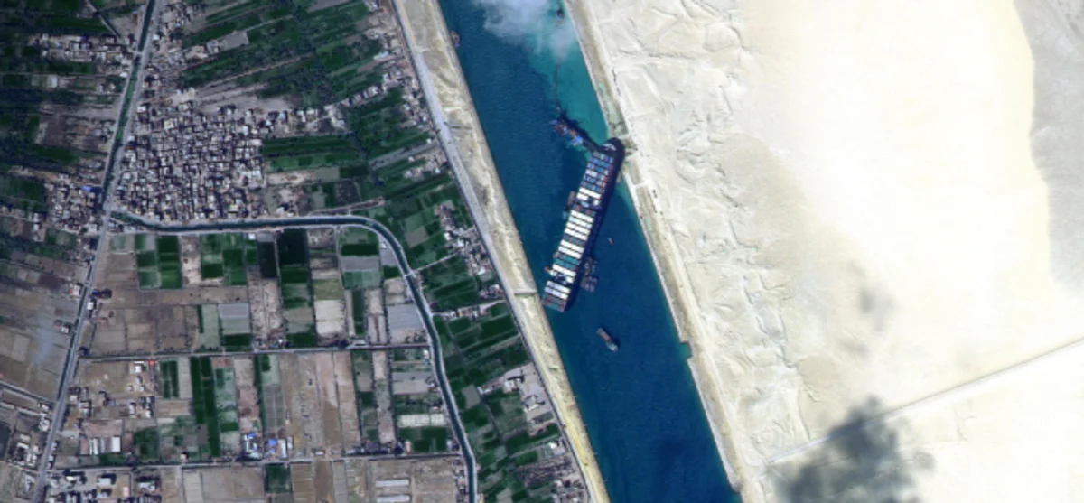 What Suez Canal crisis looks like from space: UAE satellite captures ...