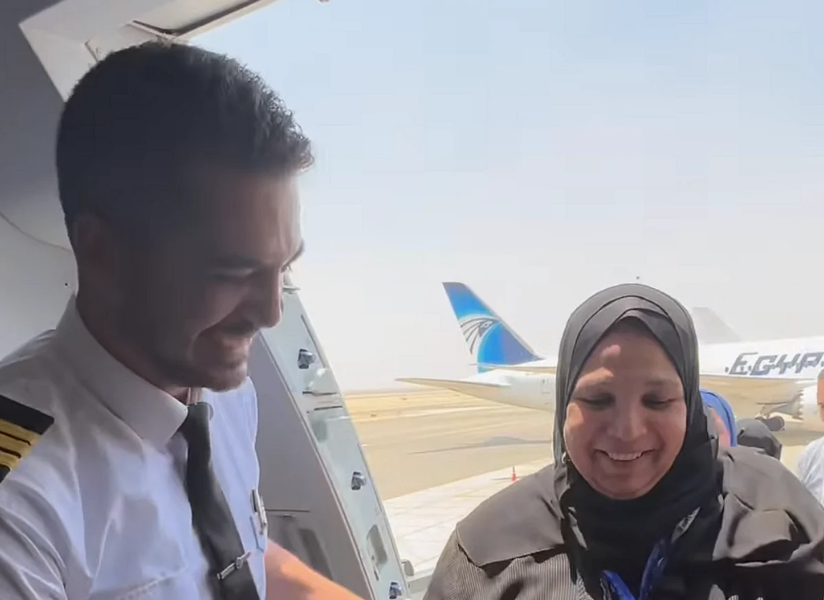 Watch Pilot Son Surprises Mother Travelling For Haj In Heartwarming